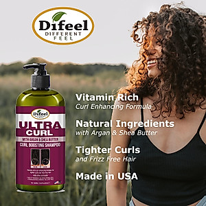 Difeel Ultra Curl with Argan & Shea Butter - Curl Boosting Shampoo 33.8 oz., Sulfate Free Shampoo Made with Natural Ingredients