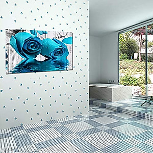 Canvas Wall Art for Bedroom Blue Rose Flower Wall Decor Black White kitchen decoration paintings Gifts for Girls Women Canvas art Prints Panels Framed HD Pictures Office Bathroom Home decorations