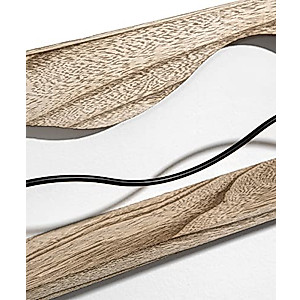 Sapowerntus Wood Book Shelves Wall Mounted, Rustic Nursery Magazine Holder Organizer Vinyl Record Rack with Curve Rail Wave Design, Wall Bookshelf Home Room Office Decor, Set of 2