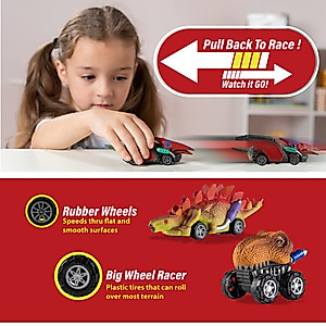 PLAYVIBE Dinosaur Toys for Kids Toys - 8 Pull Back Toy Cars | Dino Vehicle Playsets | Dinosaur Toys for Kids 3-5, 5-7 | Dino Toys Kid Toys Toddler Boy Toys