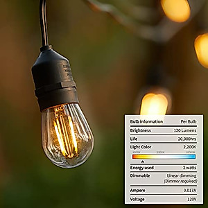 96FT(2 * 48FT) String Lights Outdoor, Shatterproof Cafe Lights with 15 LED S14 Waterproof Bulbs, Patio Lights NO Remote, Hanging Lights for Outside Garden Party Balcony Backyard Bistro Porch