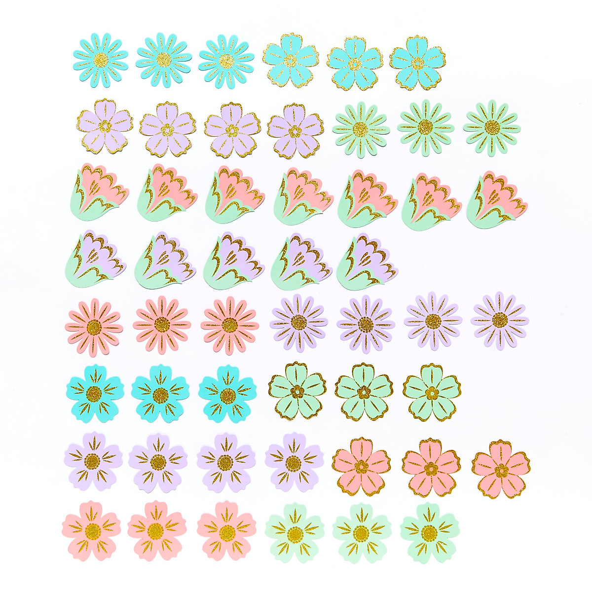 amscan 190649 Spring Super Value Mini Glitter Cutouts, 50 Ct, Multicolor, 2 1/2"