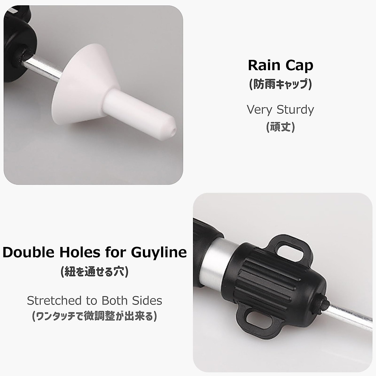 Azarxis Adjustable Tarp Poles Telescoping Aluminum Rods for Tent Fly and Tarps, Lightweight Replacement Tent Poles for Camping, Backpacking, Hiking (Black - Pack of 2)