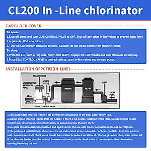 CL200 Inline Chlorinator Replacement Hayward CL200 chlorinator Feeder, Inground Pool Inline Automatic Chlorinator Feeder, High-Grade ABS Material, Easy to Use (2 O-Rings)