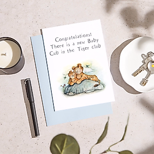 Huxters Baby Boy Cards – Cute A5 Baby Girl Cards Congratulations – Elegant Hello Congratulations Baby Boy Card with Tiger Cub Design – Congratulations Baby Girl Card for New Mom