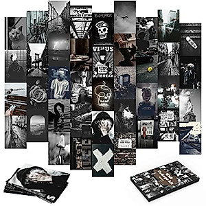 LOVEDMORE Photo Collage Kit Grunge for Wall Aesthetic 40 Pictures Black Aesthetic Posters for Wall Decor | Grunge Aesthetic Room Decor Grunge Dorm Decor for Teen Boys and Girls
