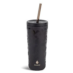 Manna Ranger Double-wall Insulated Stainless Steel Tumbler with Leak-proof Smart Seal Lid and Reusable Tritan Straw - 24 Oz - Black Camo