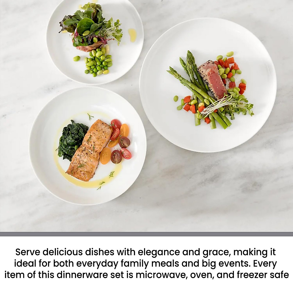 Blueniya 12 Piece Dinnerware Set, Bone China Dish, Round Kitchen, Microwave, Chip Resistant Dishwasher Safe Plates & Bowls Sets, Dinner Set W/Soup Bowls for Everday, Wedding & Thanksgiving (White)