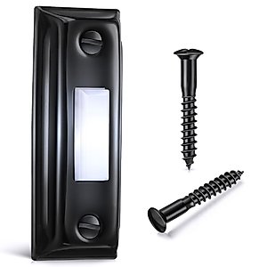 Dreyoo Metal Doorbell Push Button, Heavy Duty Metal Door Bell Wired Button LED Lighted Wall Mounted Door Bell Push Buttons for Home Universal Garage Door Opener Switch (Black)