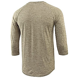 KNQR Men's Performance Quick Dry 3/4 Raglan Sleeve Active Outdoor Hiking Running Baseball T Shirts Asparagus Army XXL