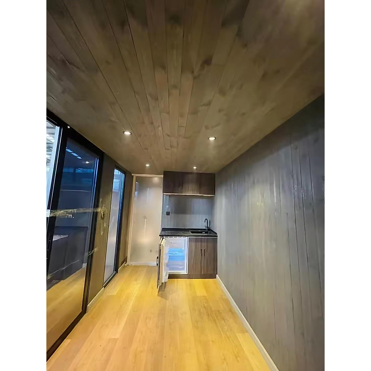 Mobile Container House Glass Windows Oak Wood Hotel Sleep Villa Bnb Studio Pad Rent Door Custom Holiday Cabin Office Garden Air Remote Furnished Home