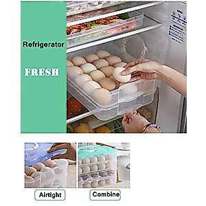 TIAN CHEN Deviled Egg Tray with Lid, 2-Layer, Food Storage Container with Handle, Egg Holder for Refrigerator, large, 40 eggs (Green)