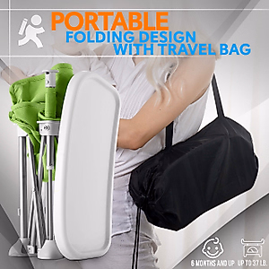 Serene Life Baby Seat Booster -Space Saver Toddler Booster Seat - Portable Pop and Open Sit Folding Booster Feeding Chair - Safety Belt/Food Tray/Travel Bag - SereneLife SLBS66G