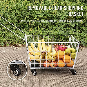 Viribus 24" or 26" Adult Tricycle with Removable Wheeled Basket, Single Speed Cargo Cruiser Trike Bike with Front Basket and Dustproof Bag, Three Wheel Bike for Shopping, Mens or Womens Tricycle