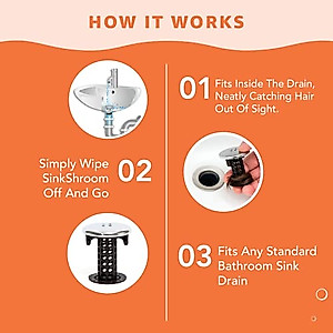 SinkShroom Chrome Edition Revolutionary Bathroom Sink Drain Protector Hair Catcher, Strainer, Snare, Black