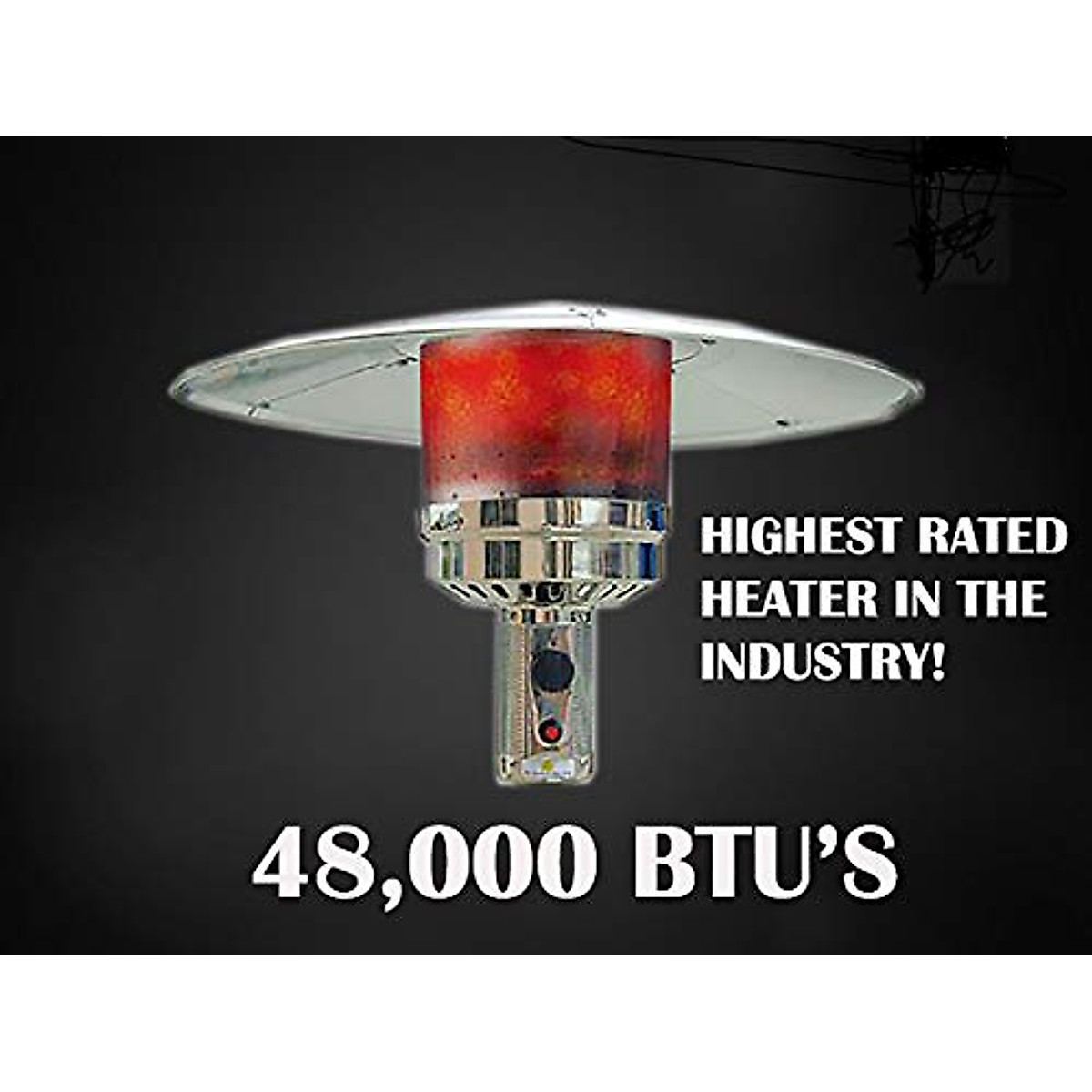 Hiland HLDS01-WCBT 48,000 BTU Propane Patio Heater w/Wheels and Table, Large, Hammered Silver