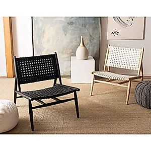 Safavieh Home Soleil White and Natural Leather Woven Accent Chair