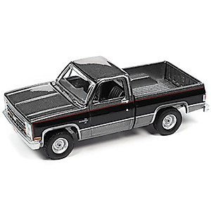 1987 Chevy Silverado R10 Fleetside Pickup Truck Gray Met. & Black Muscle Trucks Limited Edition 1/64 Diecast Model Car by Auto World 64362-AWSP101 B