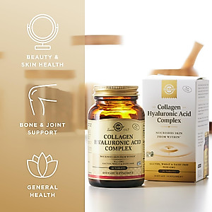 SOLGAR Collagen Hyaluronic Acid Complex - 30 Tablets, Pack of 2 - Non-GMO, Gluten Free, Dairy Free - 60 Total Servings