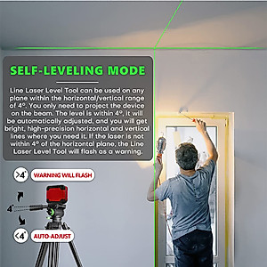 YIYITOOLS Line Laser Level Tools 100ft Green Self Fit for Indoor Outdoor Picture Hanging Construction Wall Writing Tile Installation, SN011G
