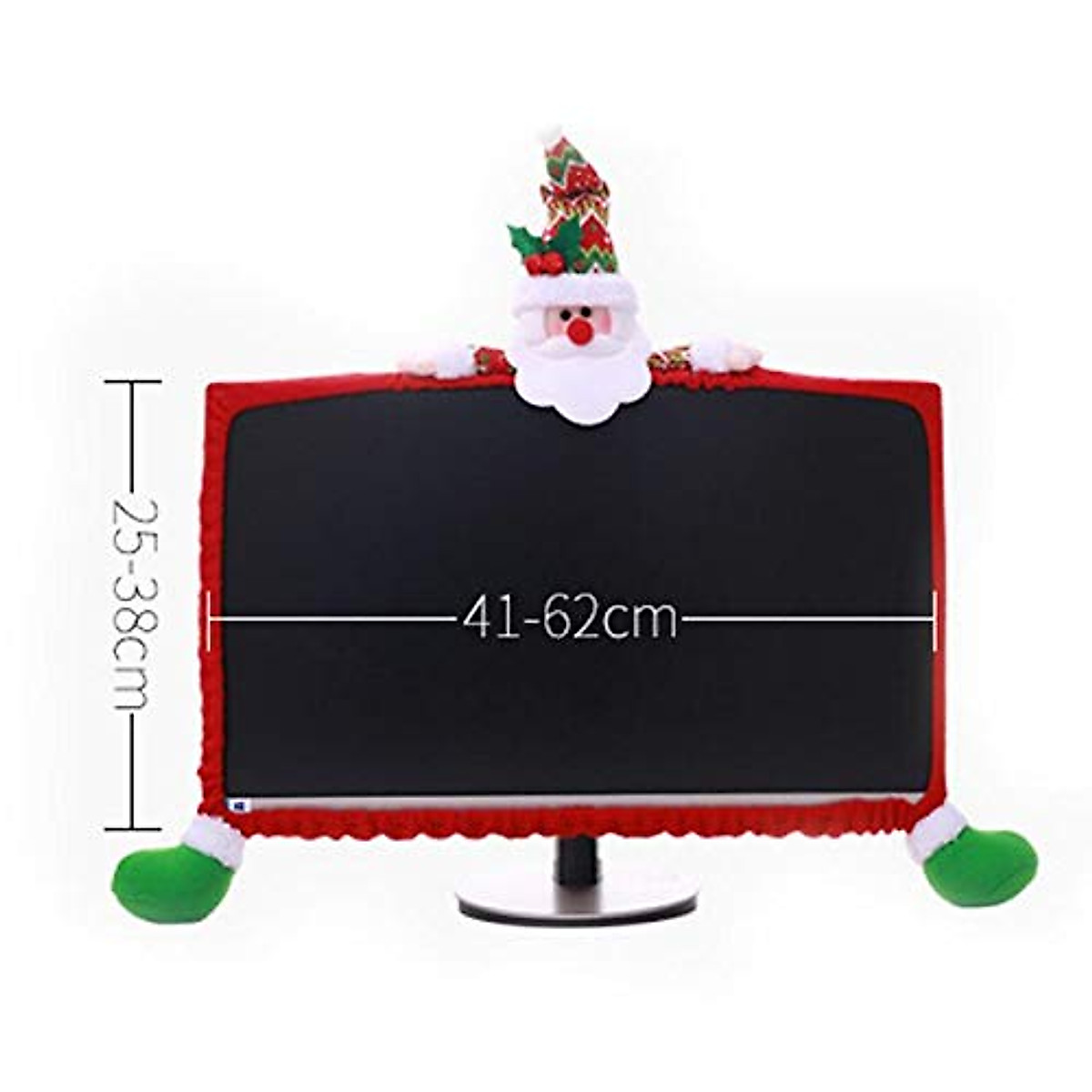 Christmas Computer Monitor Cover, Elastic Xmas Decorations Santa Claus Computer Laptop Monitor Border Cover for Home Office Decor Year Gift Ideas