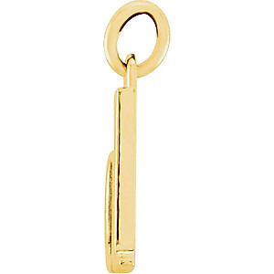 Solid 14k Yellow Gold Lowercase Alphabet Initial Letter D Charm Pendant Small (14mm x 5.4mm)