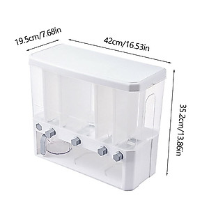 DYRABREST Dry Food Dispensers, 5-Grid Rice Dispensers, 33 Lbs Capacity Wall Mounted Grain Dispenser Food Storage Container/Rice Storage Container with Cup and Removable Dividers for Kitchen Storage
