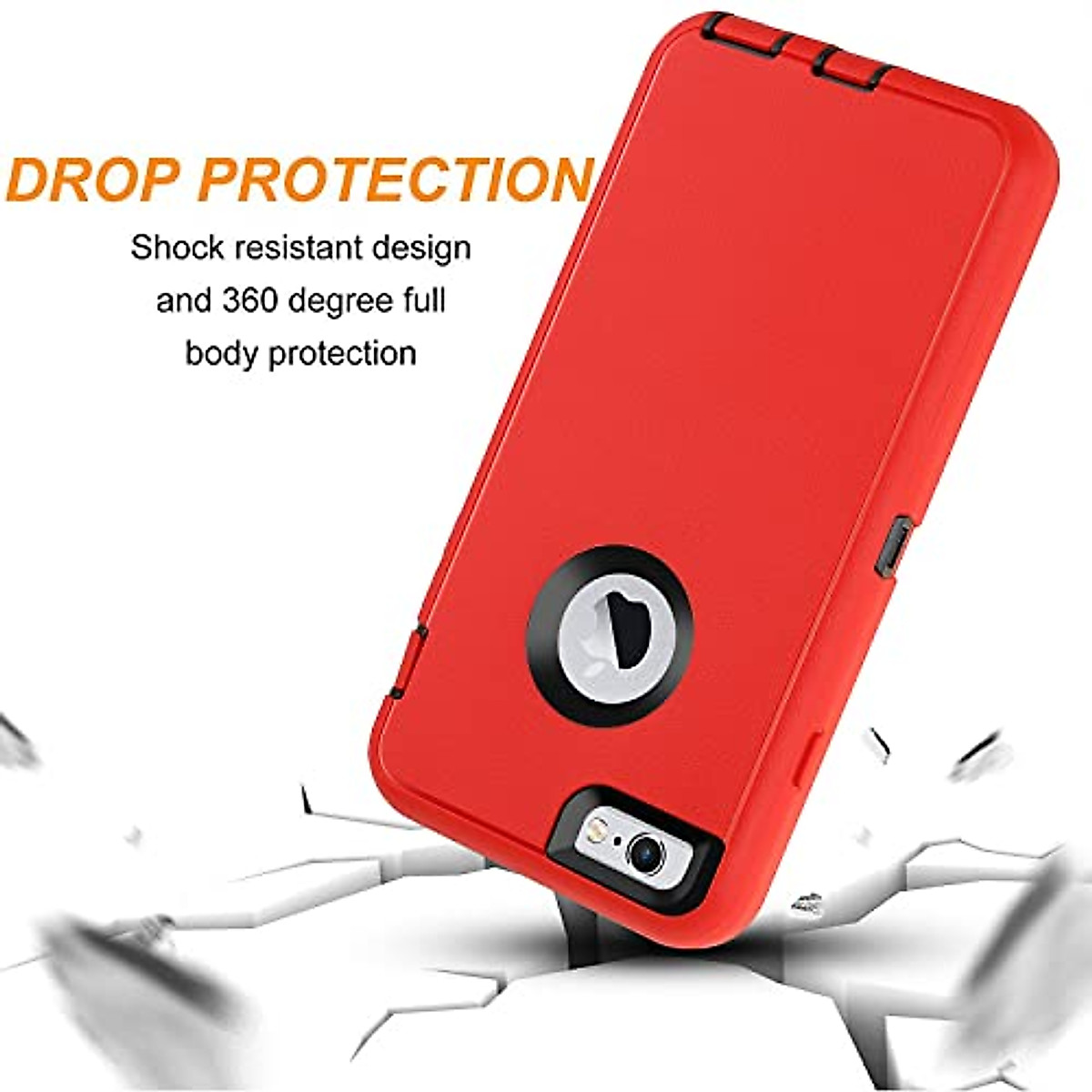 for iPhone 6 Plus/6S Plus Case,Heavy Duty 3 in 1Built-in Screen Protector Full Body Shockproof Dust-Proof Drop-Proof Durable Phone Cover for iPhone 6 Plus/6S Plus 5.5" Red/Black