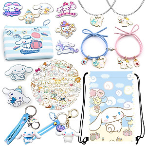 Ohjijinn Gift Set for Girls, Including 1 Drawstring Bag 1 Change Purse 2 Keychains 2 Bracelets 2 Necklaces 2 Ring Holders 6 Badges 40 Stickers