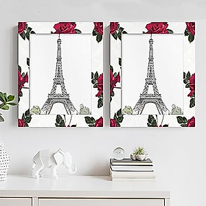 POFATO Red Rose Art Pattern 8x10 Picture Frame Wood Photo Frame for Tabletop Display Wall Mount Picture Frame Display 8 x 10 Inch Photo Wall Decor Home Gift Frames