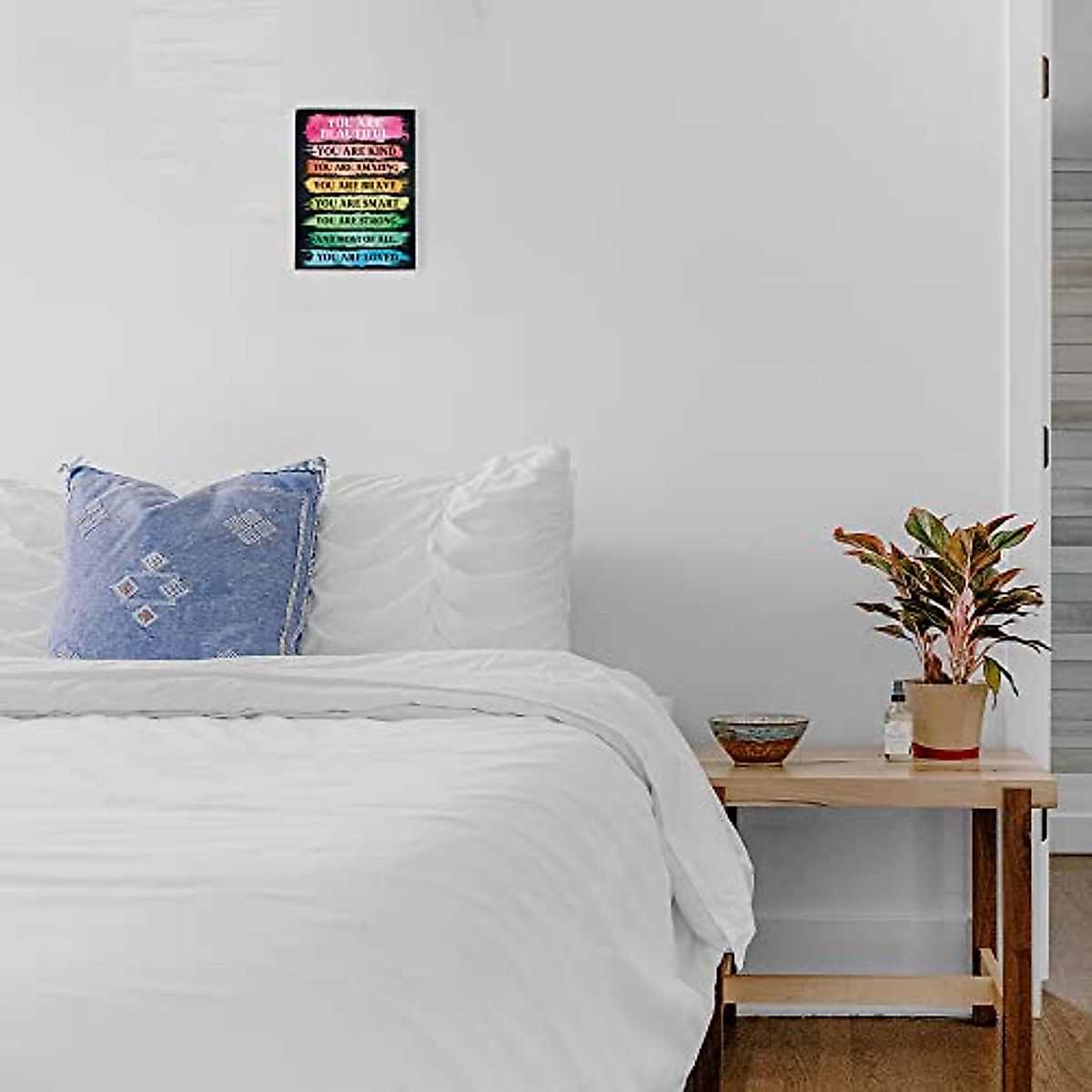 Maoerzai Rainbow Decor Cute Wall Decor, Inspirational Wood Box Wall Art,Room Decor Aesthetic for Teen Girls Inspirational Wall Art for Kids Bedroom Decorations. (Black - Inspirational Motto Sign, 6 X 8 inch)