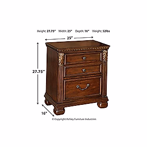 Signature Design by Ashley Leahlyn Traditional 2 Drawer Nightstand, Warm Brown