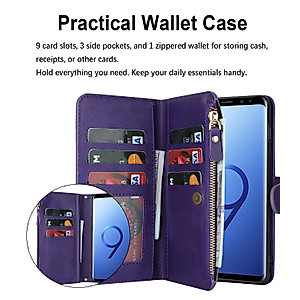 Ｈａｖａｙａ Crossbody Phone case for Samsung Galaxy S9 Plus case with Strap for Women with Card Holder for Galaxy s9+Plus Zipper flip Wallet Cover with Credit Card Slot and Kickstand-Purple