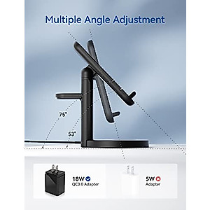 ELEGRP Wireless Charging Station, 3 in 1 Wireless Charger, Charging Dock for iPhone 14/13/12/11/Pro/Max and SE/8 Samsung Phone, iWatch and Airpods/Samsung Headphone (with 18w Adapter) Black