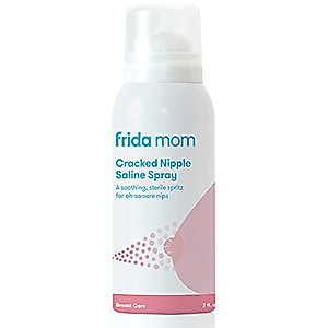 Frida Mom Cracked Nipple Soothing Spray | All-Natural Saline Spray to Heal Sore, Cracked Breastfeeding Nipples | Spray + Air-Dry | Gentle for Baby + Mom | 2 Fl oz