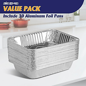 BIEAMA 30 Pack Aluminum Pans 9x13 Foil Pans Half Size Disposable Foil Pans Tin Tray for Baking, Cooking, Heating, Prepping Food