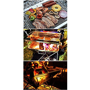 CAMPINGMOON 3-in-1 Portable Stainless Steel Wood Burning Grill and Fire Pit 16x18-inch with Carrying Bag MT-045