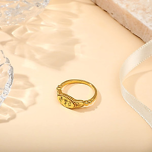 Drawelry Personalized Vintage Birth Flower Ring Sterling Silver Engraved Iris, Water Lily, Metal, not known