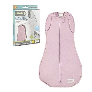 Woombie Convertible Baby Swaddling Blanket I Swaddle Converts to Arms-Free Wearable Blanket for Babies Up to 6 Months, Pink Posey 14-19 lbs