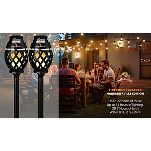 Margaritaville Tiki Torch - Waterproof Bluetooth Speaker, Portable Party Speaker with Flickering LED Lights, Perfect for Travel, Parties, Yards, and Pools (2 Pack)