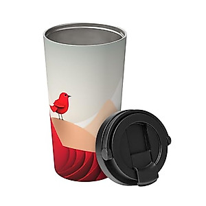 WANGZHAO Red Bird Design Print Double Wall Stainless Steel Vacuum Insulated Tumbler Cup Home Thermal Cup
