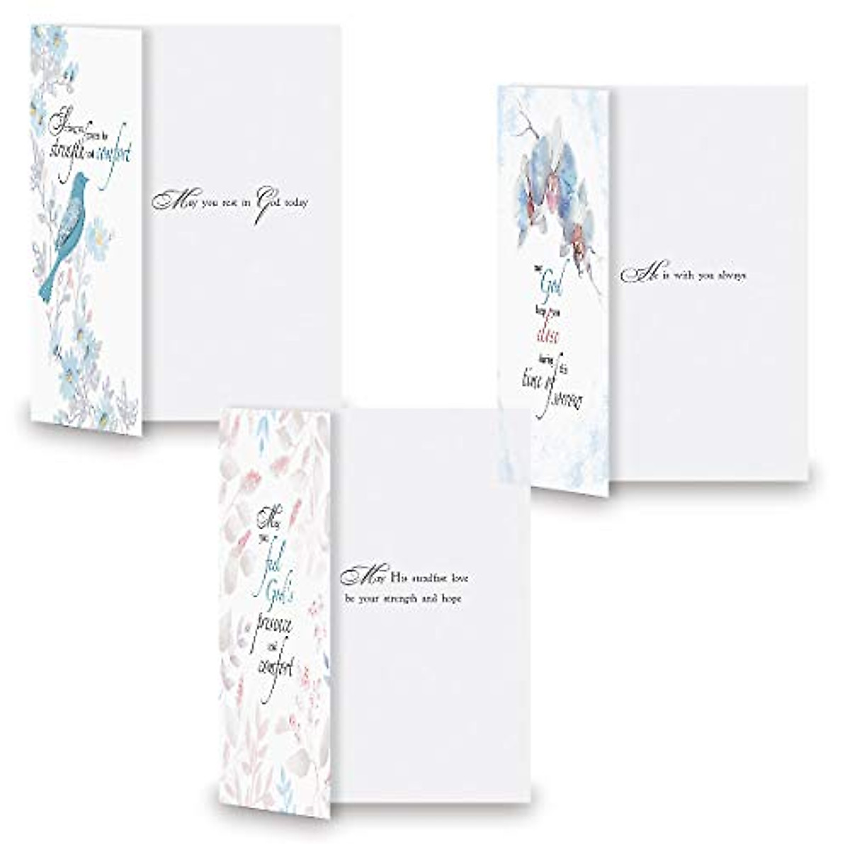 Sympathy Comfort Faith Cards with Scripture - Set of 8 (4 Designs), Large 5" x 7", Religious Sympathy Cards with Sentiments Inside, White Envelopes