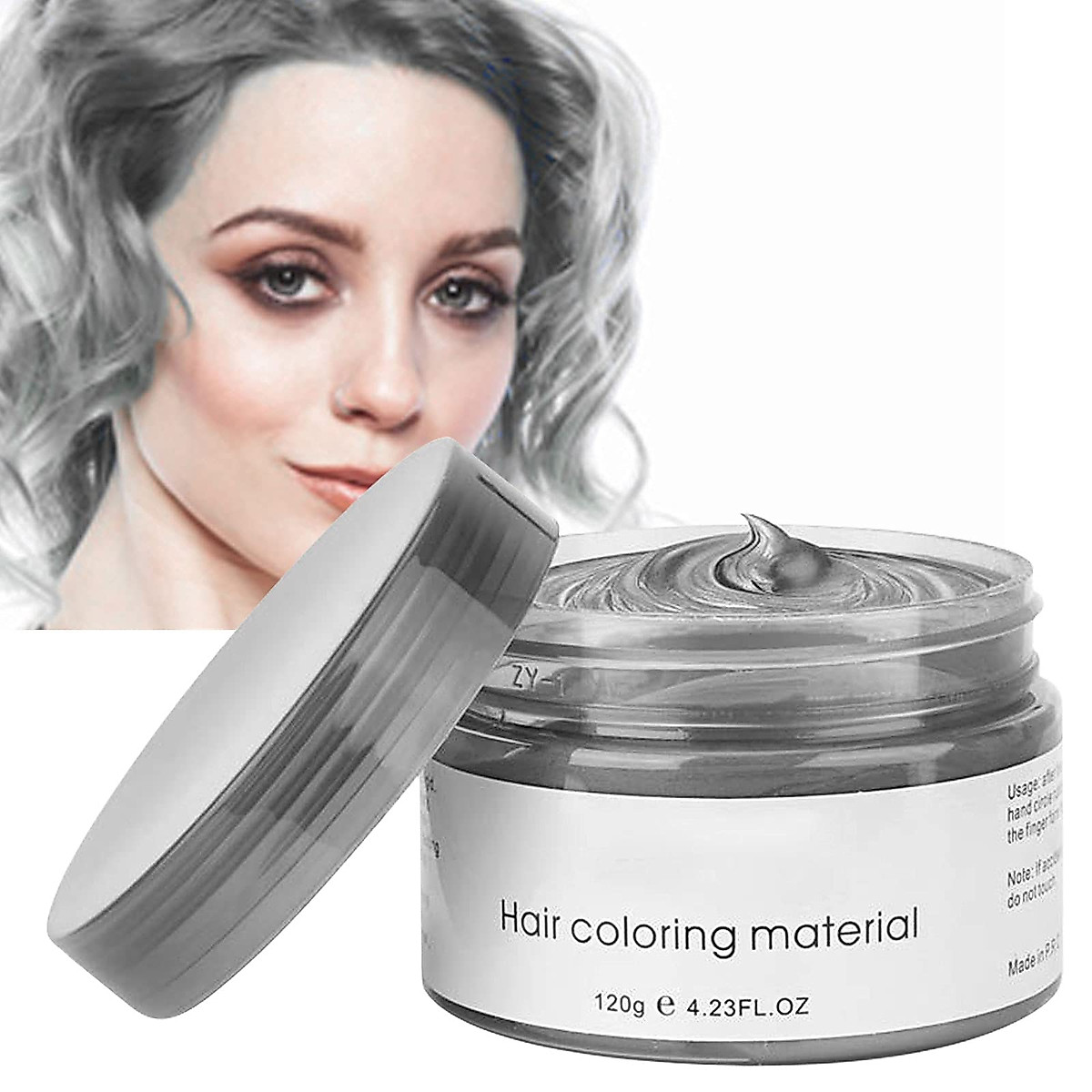Acosexy Grey Hair DyeTemporary Hair Wax,4.23oz Instant Hairstyle Mud Cream, Natural Hair Coloring Wax Material Disposable Hair Styling Clays Ash for Cosplay,Party,Masquerade, Halloween.etc (Sliver)