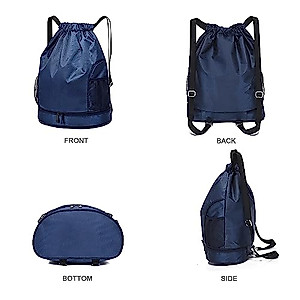 BONVEN Drawstring Backpack Drawstring Bags for Men Women Water Resistant String Backpack with Shoe Compartment Sport Gym Bag