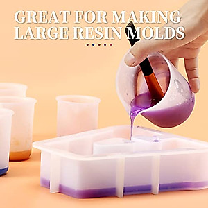 Silicone Measuring Cups Tool Kit,600ml&250ml&100ml Thickening&Polishing Silicone Mixing Cups with 2PCS Silicone Brushes for Mixing Resin,Silicone Cups for Epoxy Resin Mixing,Easy Clean