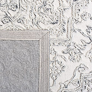 SAFAVIEH Trace Collection Accent Rug - 4' x 6', Ivory & Charcoal, Handmade Wool, Ideal for High Traffic Areas in Entryway, Living Room, Bedroom (TRC302H)