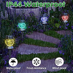 SUNNYPARK Solar Pathway Lights Outdoor, 6 Pack Solar Garden Lights, Color Changing LED Landscape Stake Outdoor Solar Lights for Walkway, Pathway