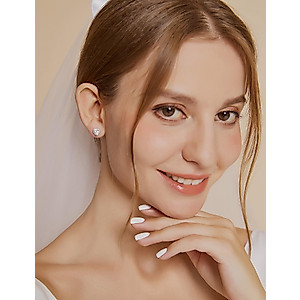 EAMTI 925 Sterling Silver Stud Earrings for Women 0.5CT Heart Cut Cubic Zirconia CZ Stud Earrings 18K White Gold Plated Stud Earrings Men Hypoallergenic