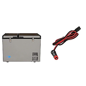 Whynter 62 Quart Dual Zone Portable Fridge, AC 110V/ DC 12V True Freezer, RV-8° F to 50° F, One Size, Gray & 10-Foot DC Power Supply Cord for Portable Refrigerator Models FM-45G, FM-65G and FM-85G