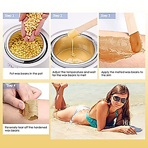 Wax Warmer Kit - Wax Warmer Hair Removal with 3 Hard Wax Beans, Wax Pots Professional for All Hair Types Eyebrow-Facial-Bikini, Painless At Home Wax Machine for Hair Removal with 10 Wax Sticks